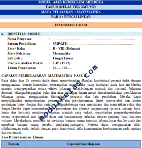 Modul Ajar Kurikulum Merdeka Kelas 8 Matematika Fase D - Modul Kelas